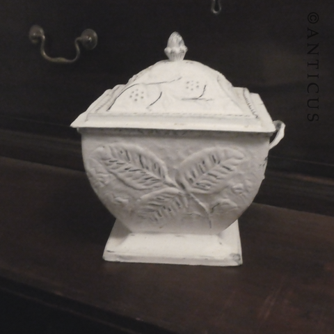 Very Attractive Lidded Metal White Box. – Anticus Antiques