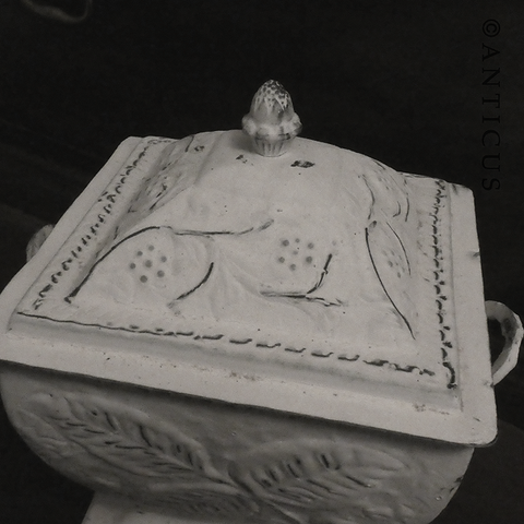 Very Attractive Lidded Metal White Box. – Anticus Antiques