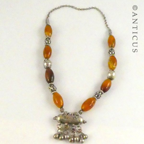 Middle Eastern Necklace, with Agate and Silver. – Anticus Antiques