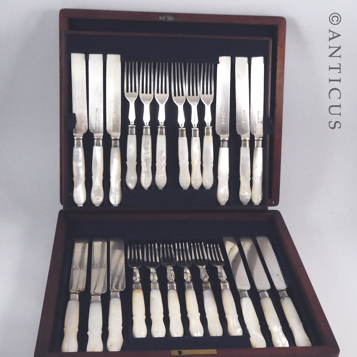 Antique Ten Piece Boxed Fruit Knives and Forks. – Anticus Antiques
